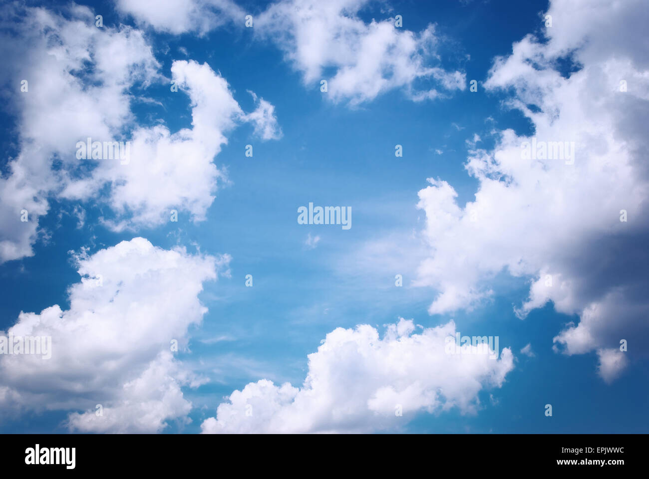 Beautiful bright deep blue sky white clouds hi-res stock photography ...