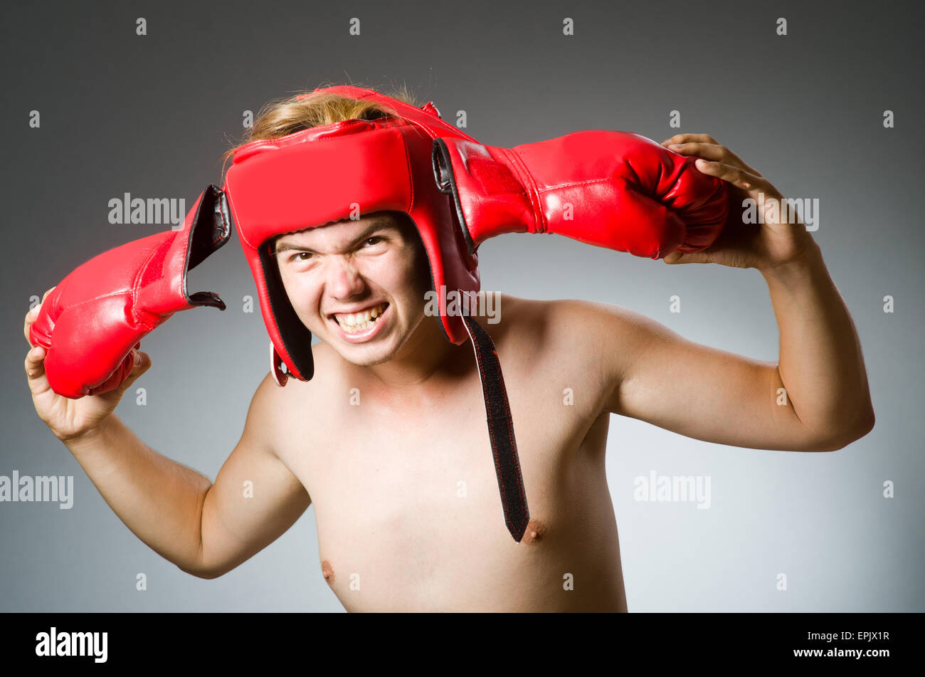 Funny nerd boxer in sport concept Stock Photo - Alamy