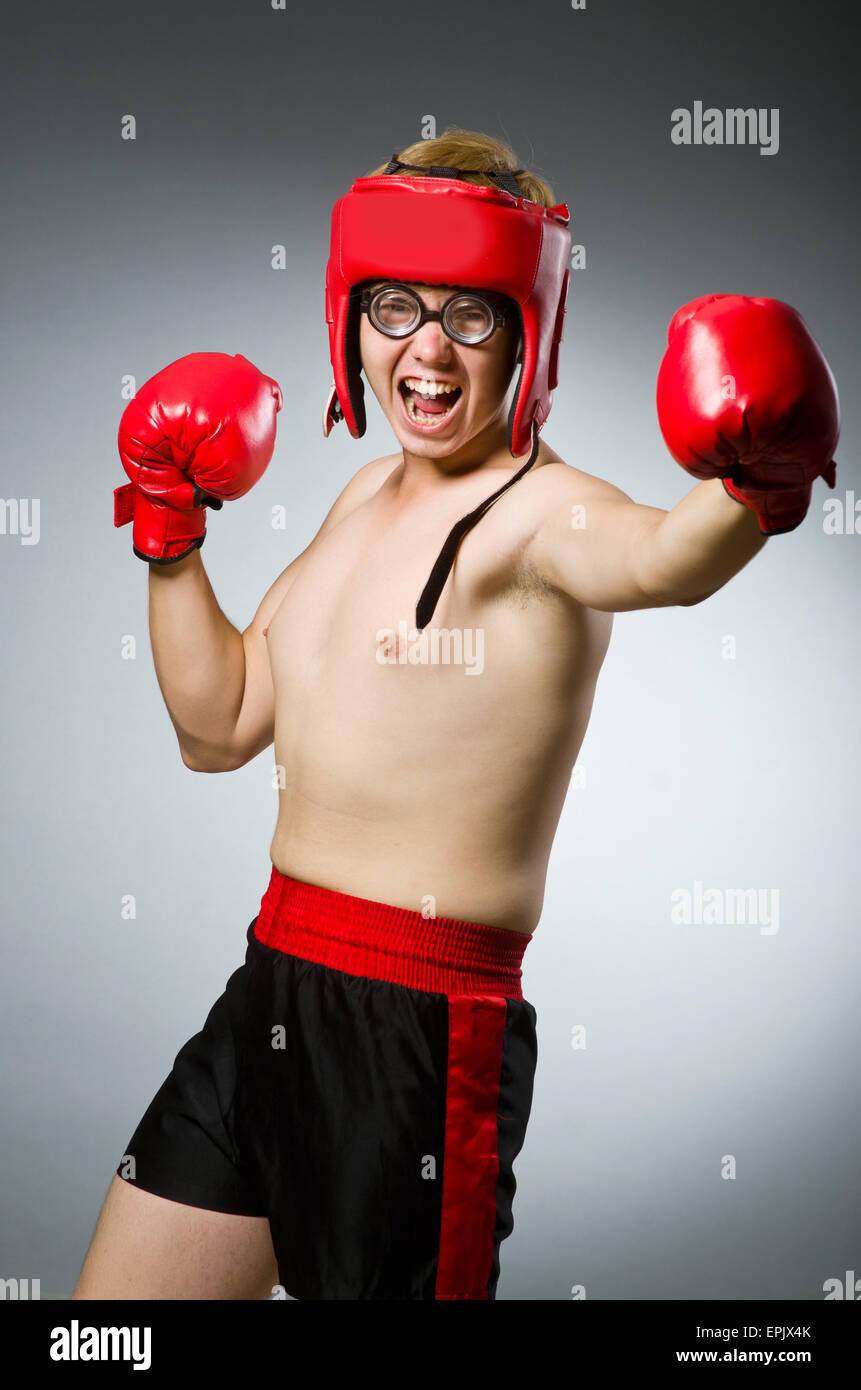 Funny nerd boxer in sport concept Stock Photo - Alamy