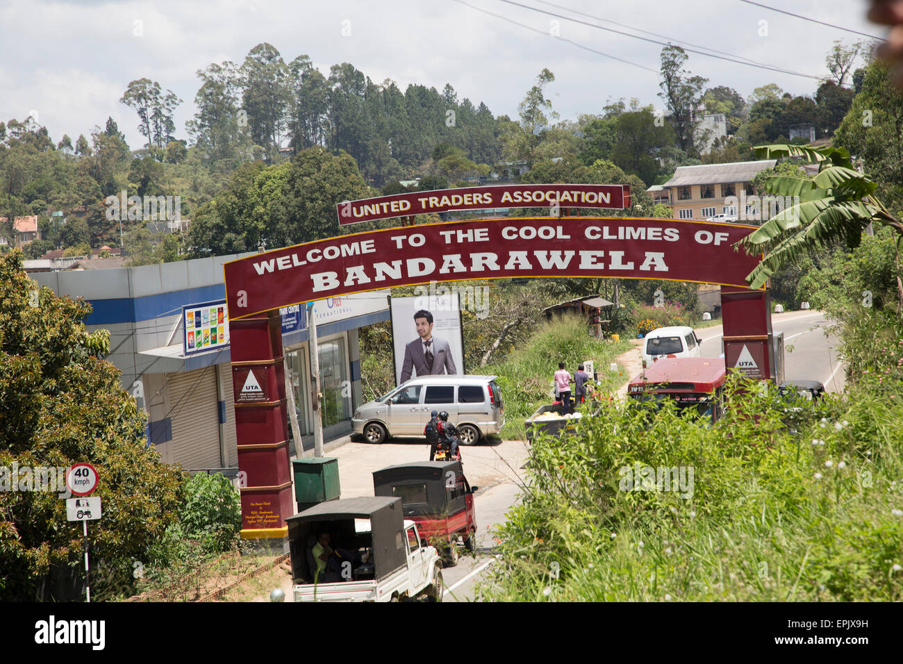 Welcome sign town of Bandarawella, Badulla District, Uva Province, Sri ...