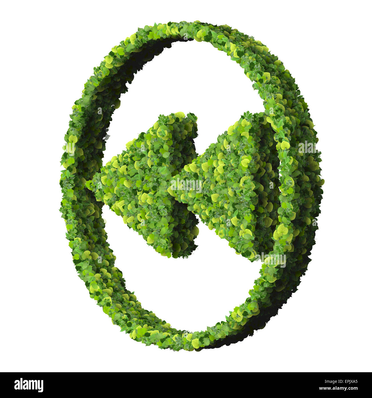 Media control backward / forward icon, made from green leaves isolated ...