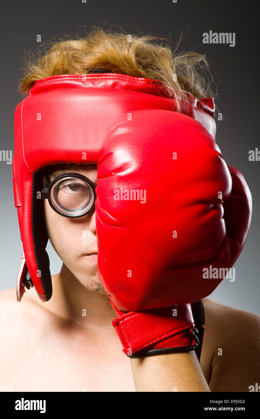 Funny nerd boxer in sport concept Stock Photo - Alamy