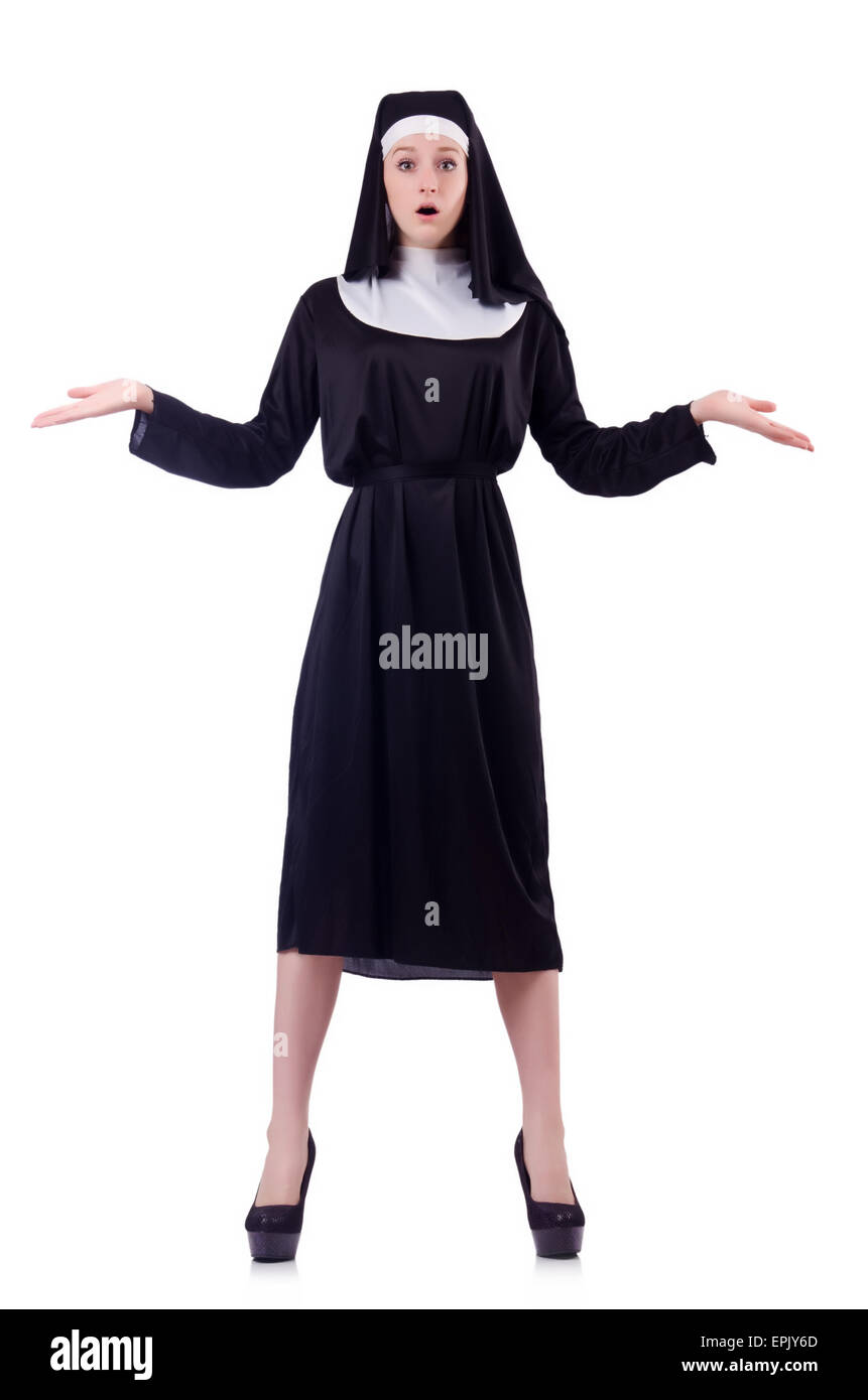Nun isolated on the white background Stock Photo - Alamy