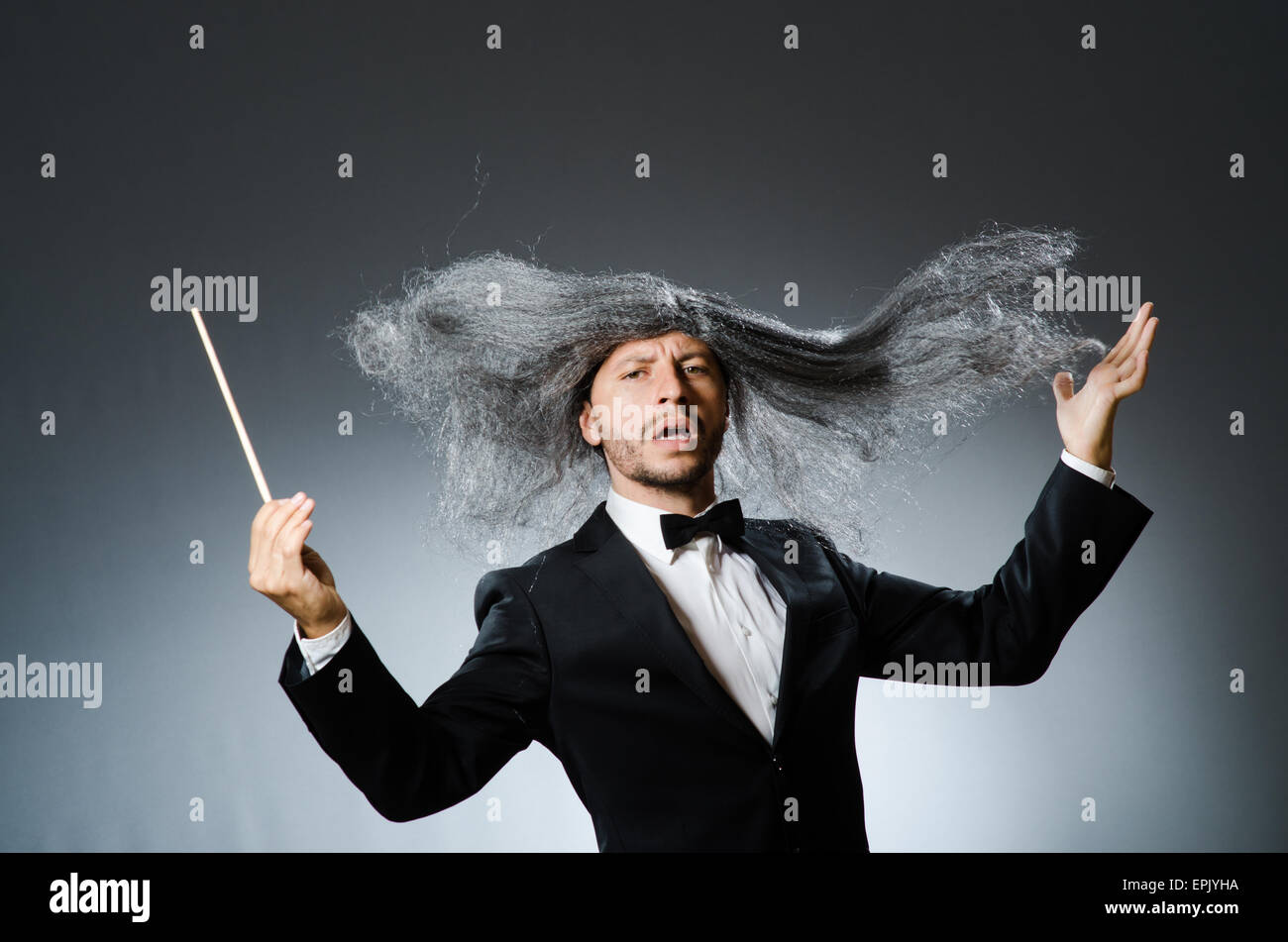 Funny conductor long grey hair hi-res stock photography and images - Alamy