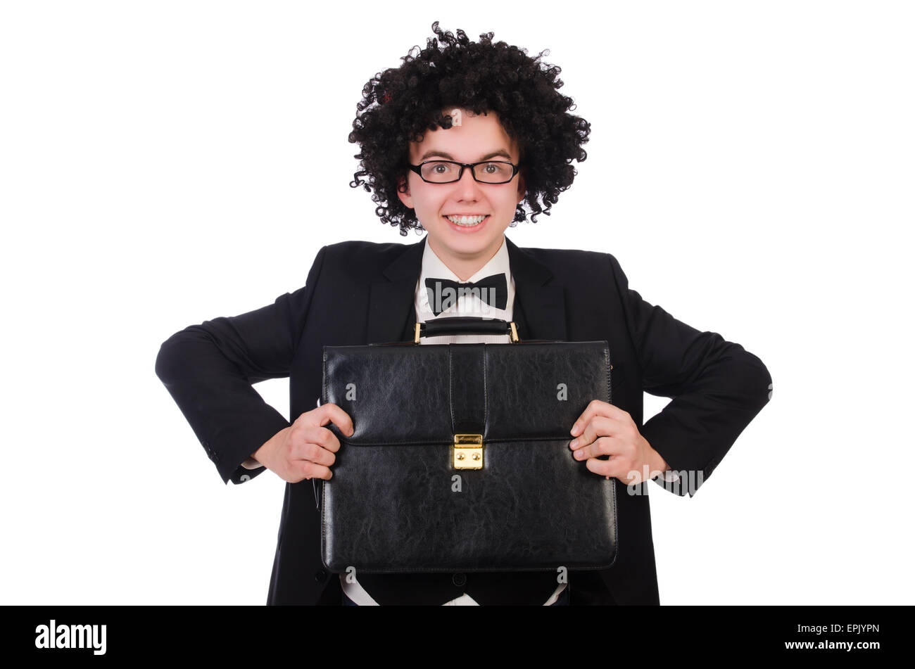 Funny businessman isolated on the white Stock Photo - Alamy