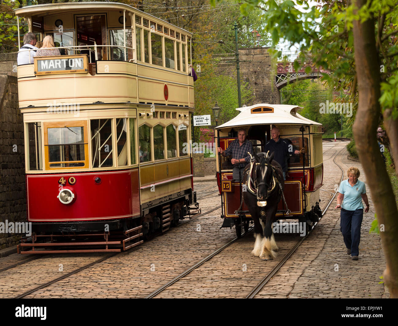 A vintage horse-drawn tram being pulled by 'Joseph' at the National ...