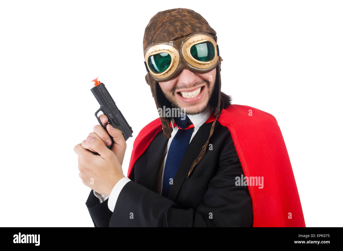 Man wearing red clothing in funny concept Stock Photo - Alamy