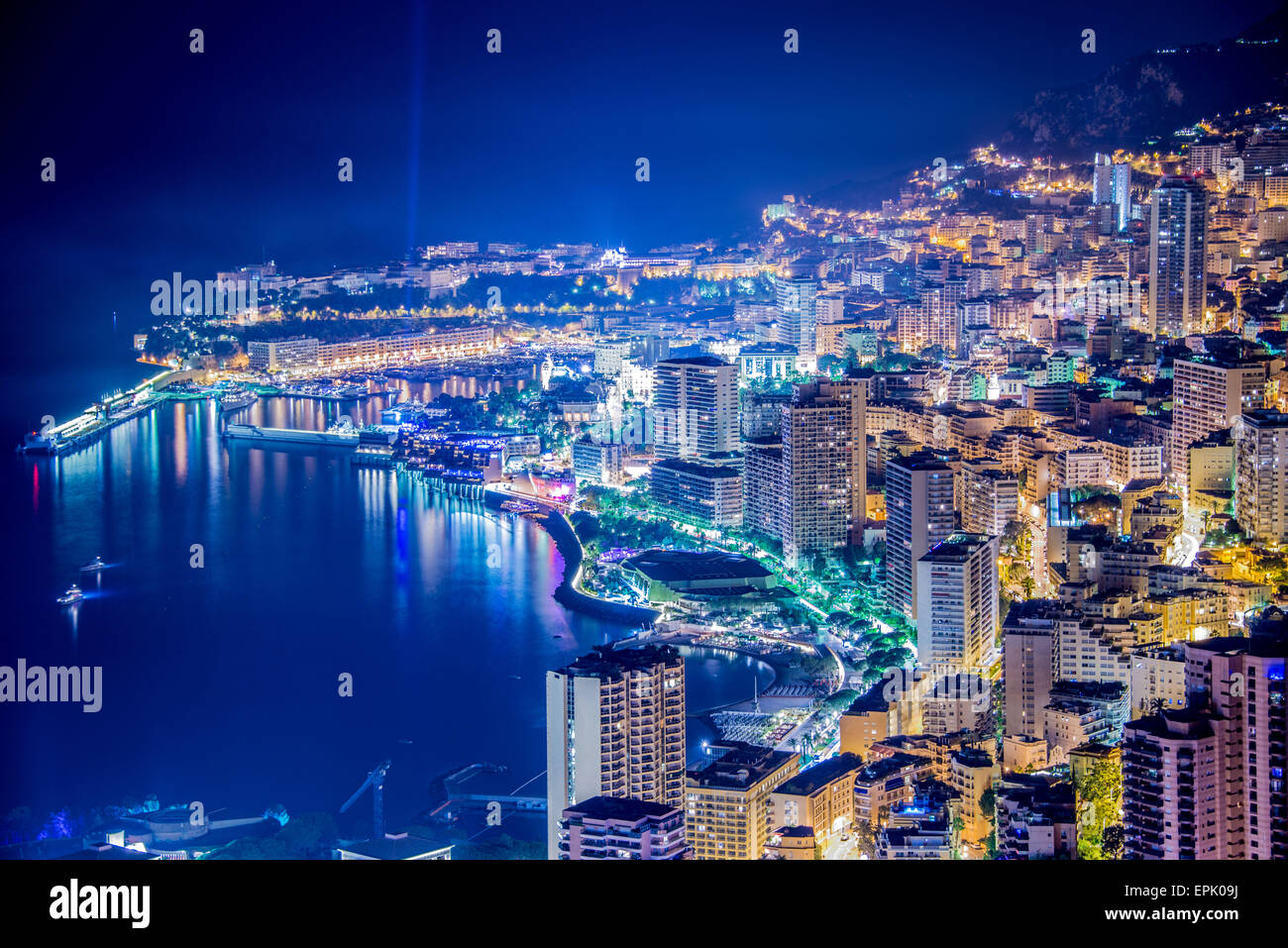 Night view of Monaco from mountain Stock Photo - Alamy