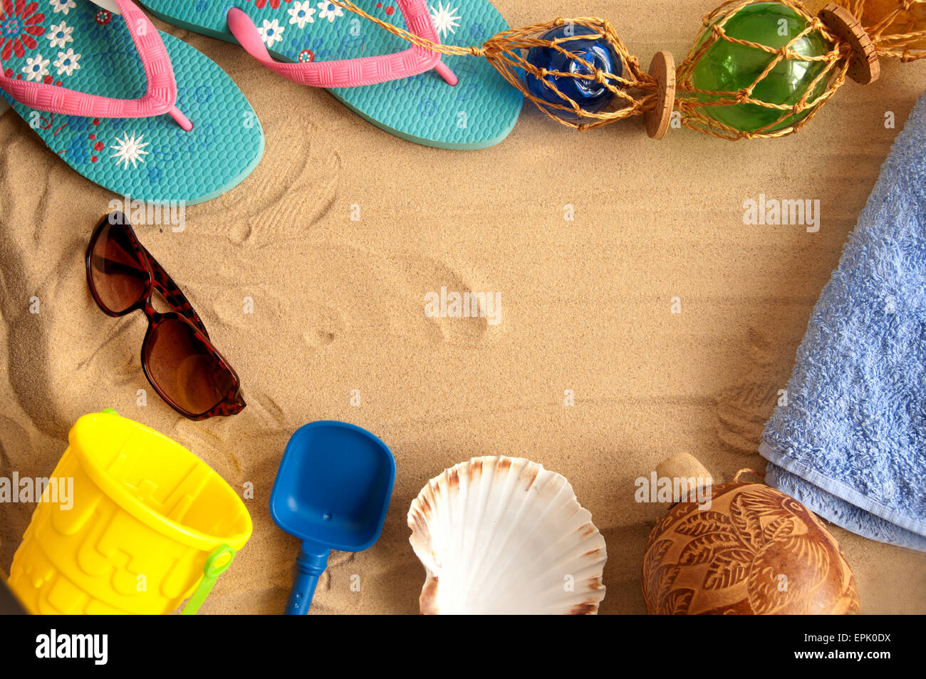 Beach vacation background with space for text Stock Photo - Alamy