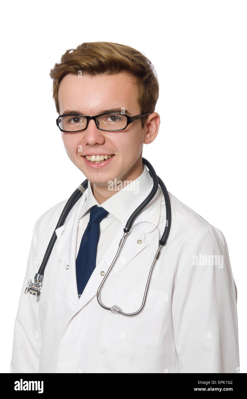 Funny doctor isolated on white Stock Photo - Alamy