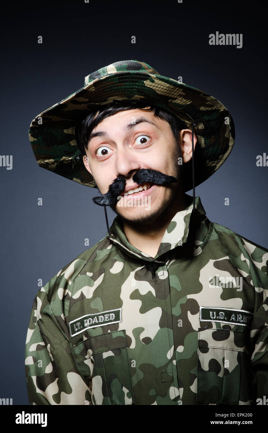 Funny soldier in military concept Stock Photo - Alamy