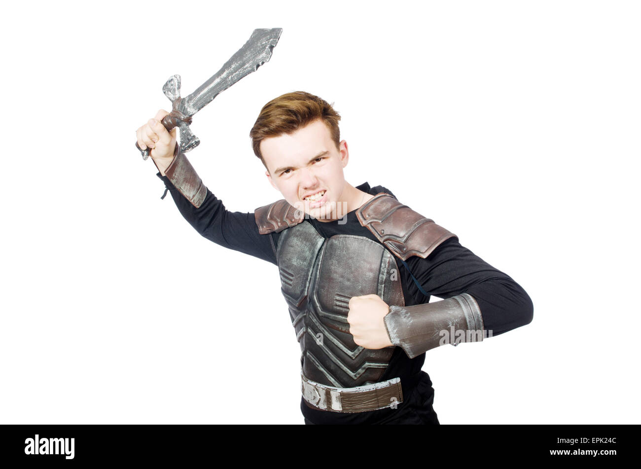 Funny knight isolated on the white background Stock Photo - Alamy