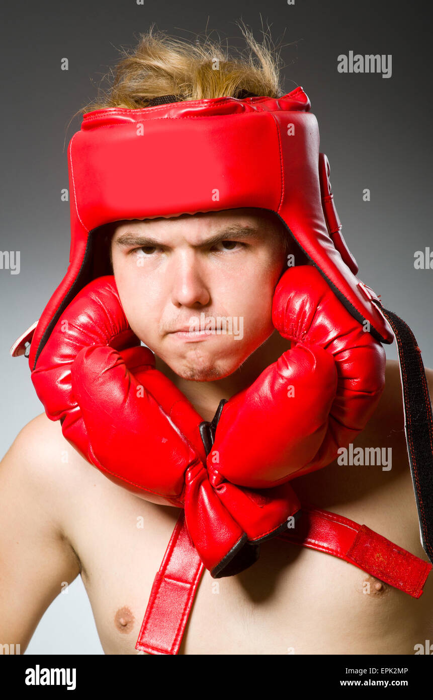 Funny nerd boxer in sport concept Stock Photo - Alamy