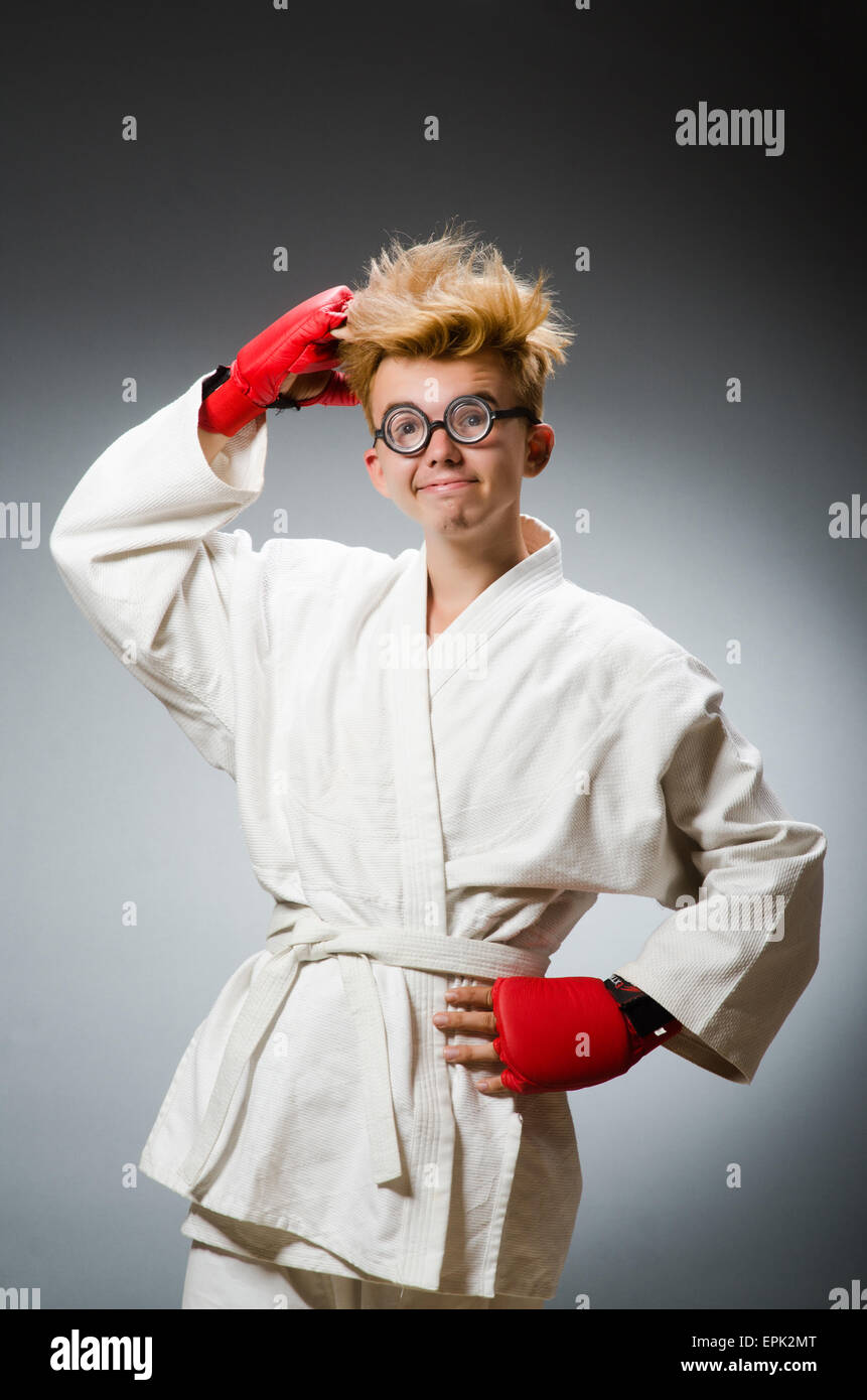 Funny boxer against dark background Stock Photo - Alamy