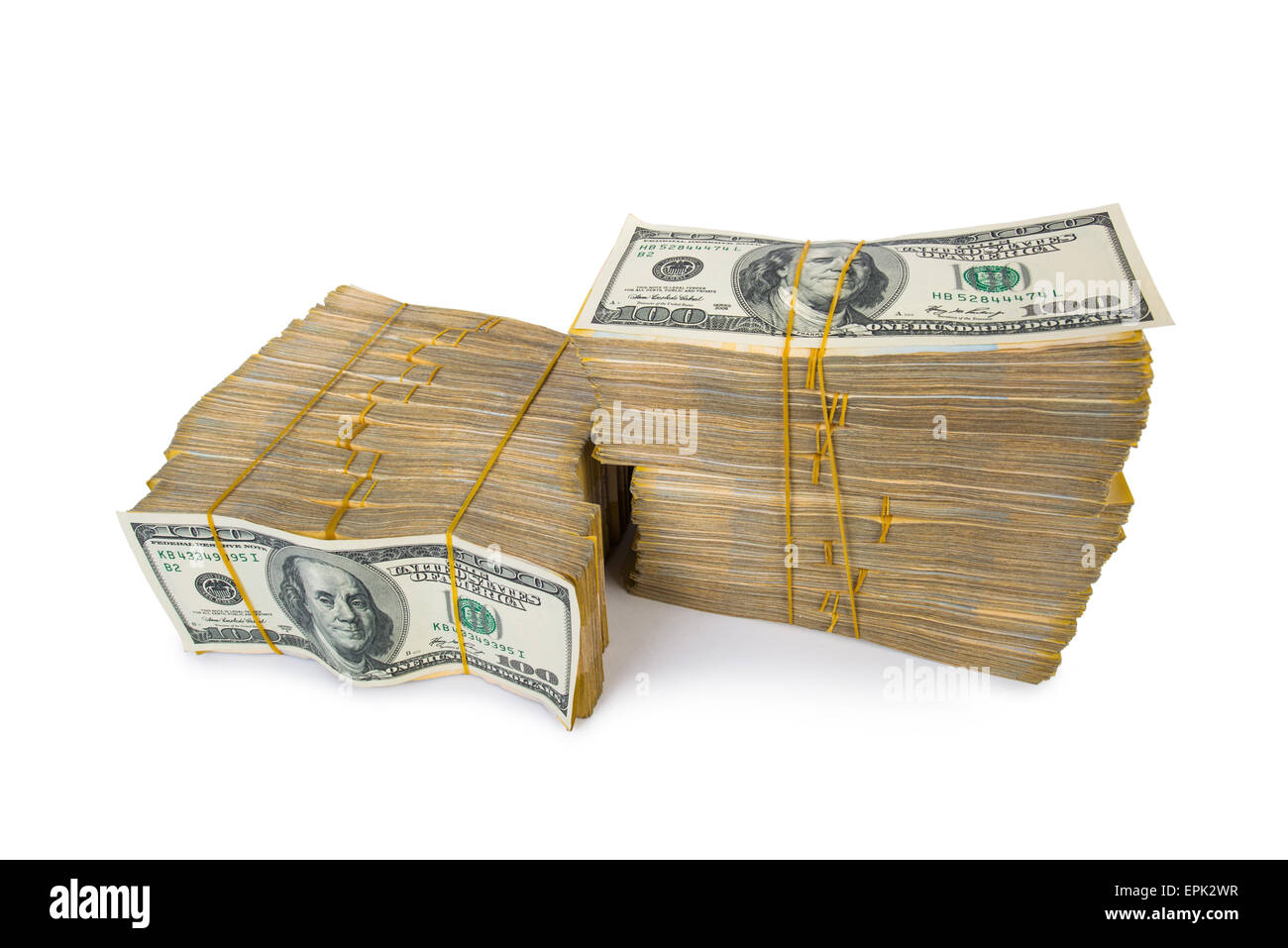 Stack of dollars in business concept isolated on white Stock Photo - Alamy