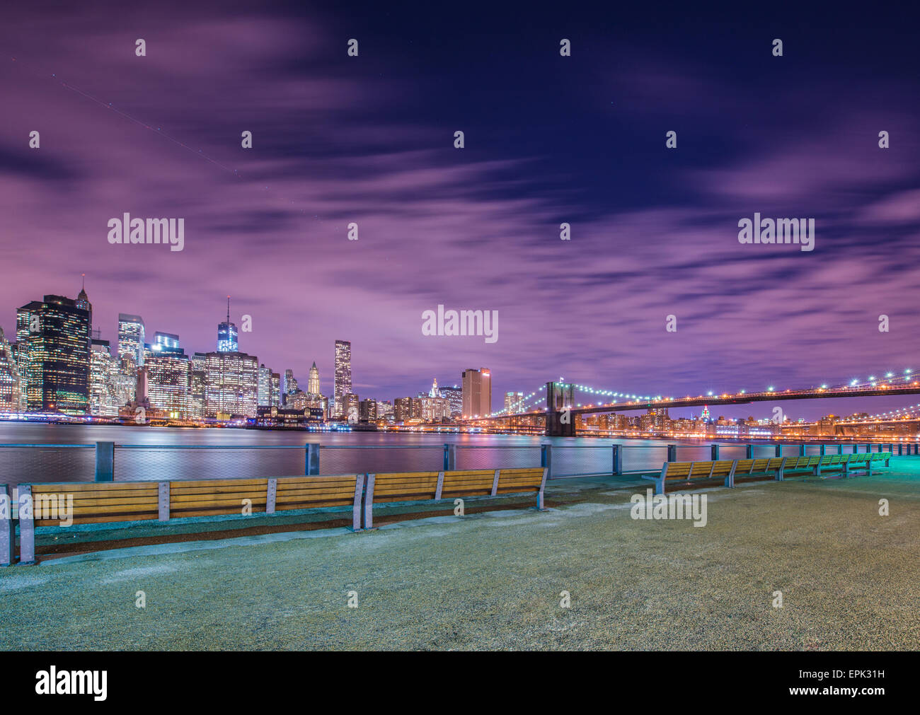 Night panorama of Manhattan in New York, USA Stock Photo - Alamy