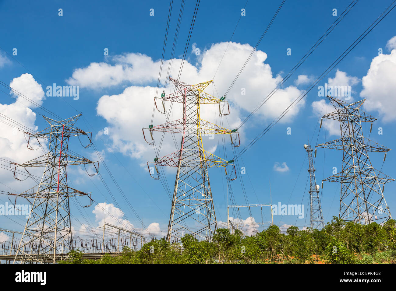 High voltage towers Stock Photo - Alamy
