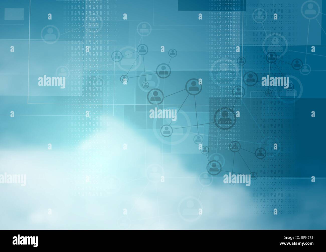 Blue cloudy sky vector tech background Stock Photo - Alamy