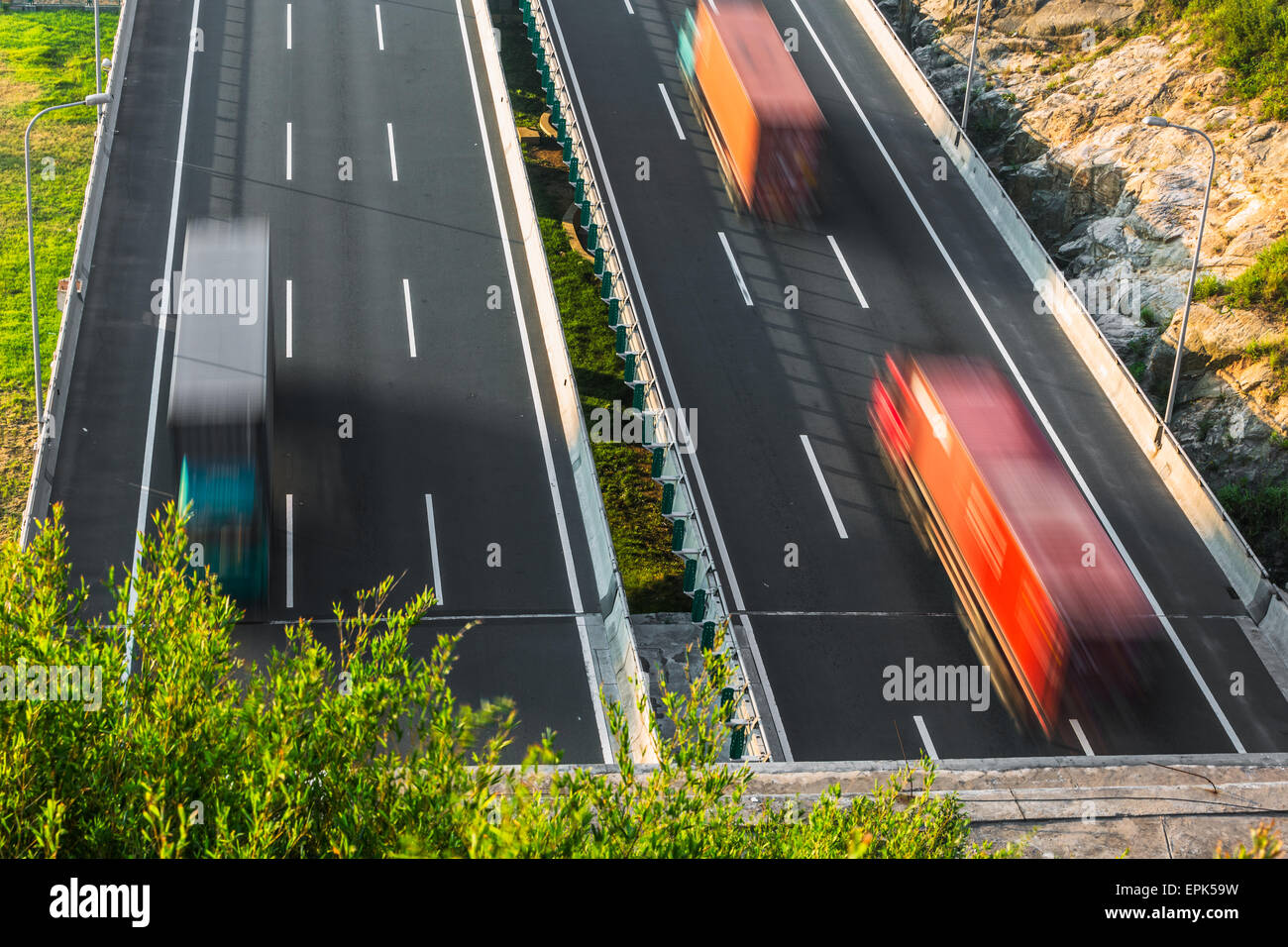 motion trucks on the freeway Stock Photo - Alamy