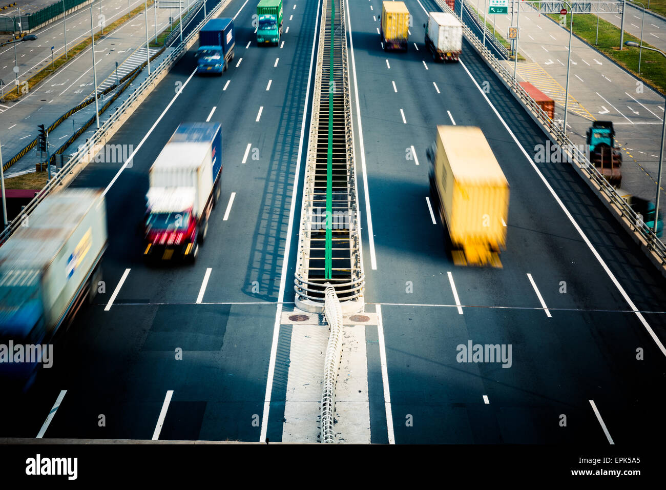motion trucks on the freeway Stock Photo - Alamy