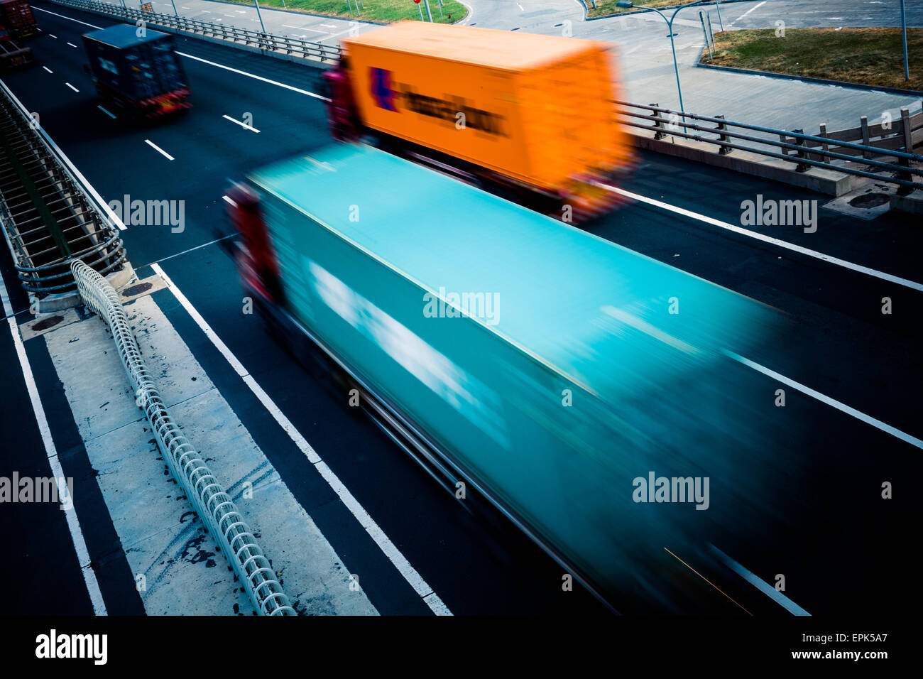 motion trucks on the freeway Stock Photo - Alamy