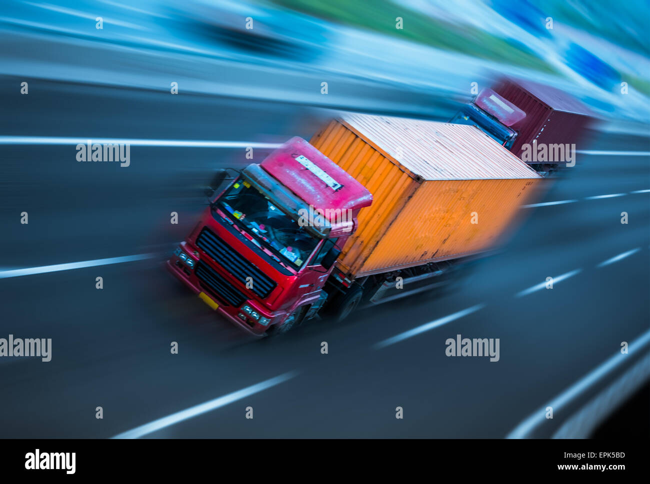 motion trucks on the freeway Stock Photo - Alamy