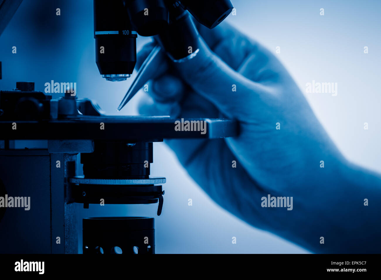 Working with Microscope Stock Photo - Alamy