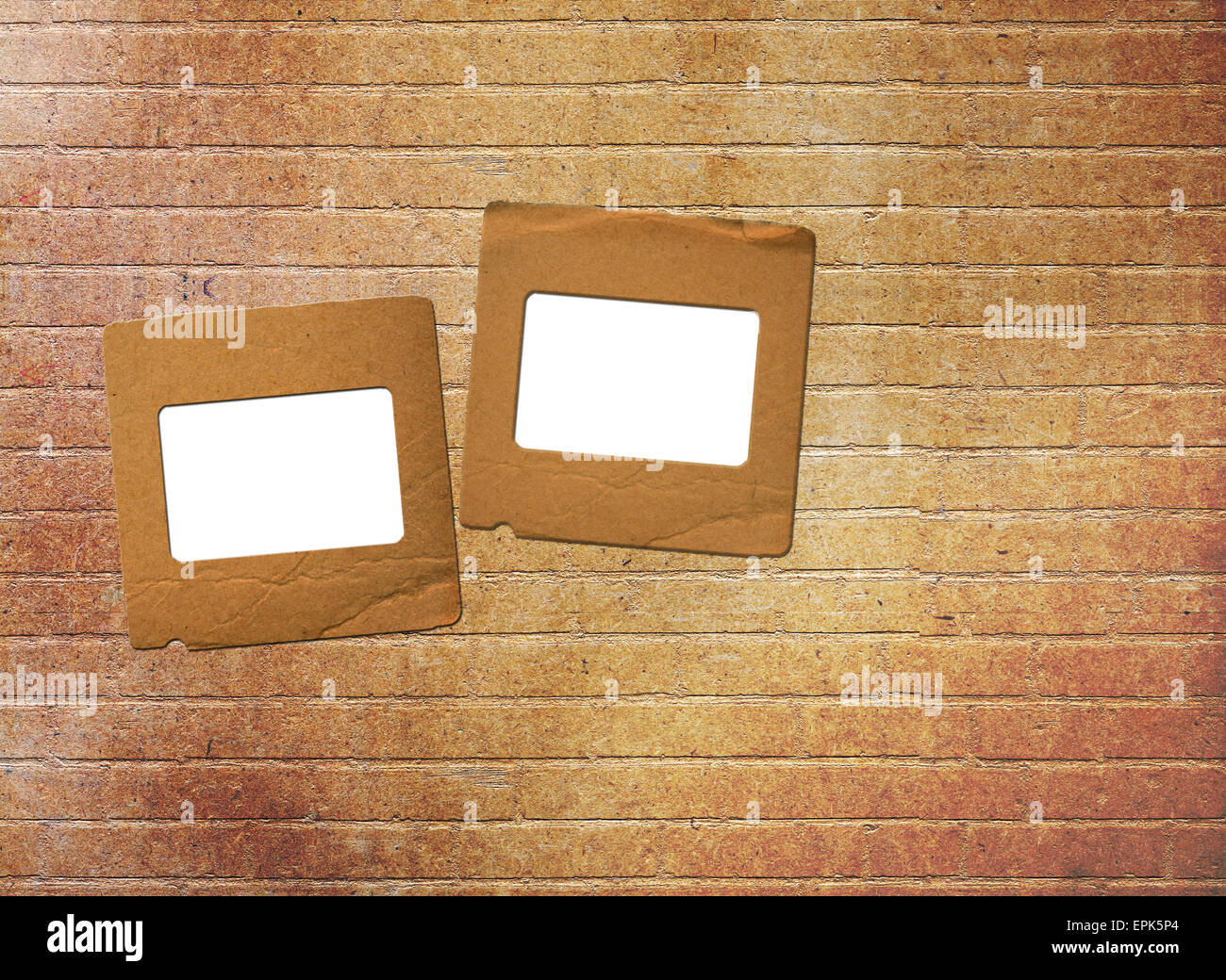 Old paper slides for photos on rusty abstract background Stock Photo ...