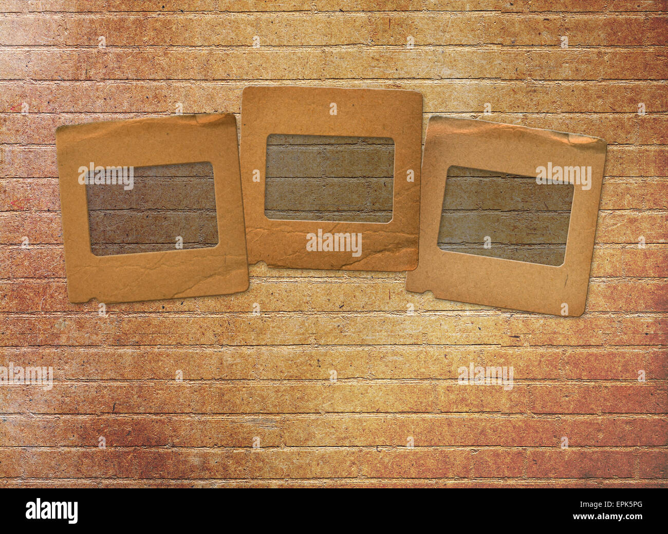 Old paper slides for photos on rusty abstract background Stock Photo ...