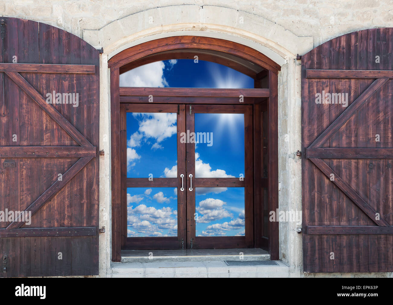 door with shutters Stock Photo - Alamy