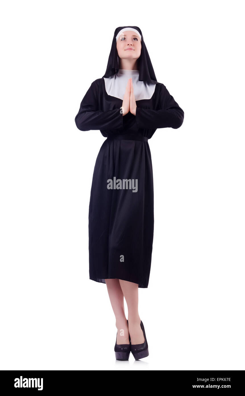 Nun isolated on the white background Stock Photo - Alamy
