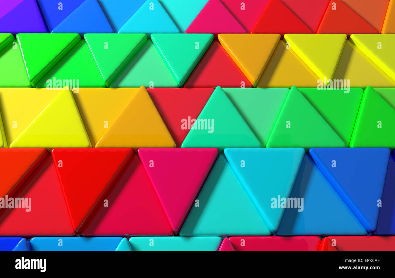 3d rendering with triangles of a lot of colors Stock Photo - Alamy