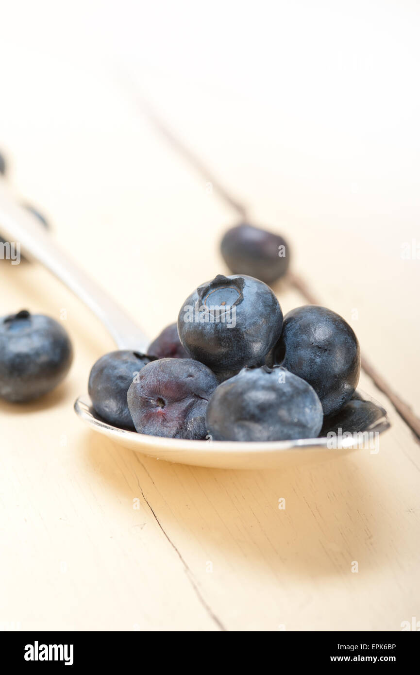 fresh blueberry on silver spoon Stock Photo - Alamy