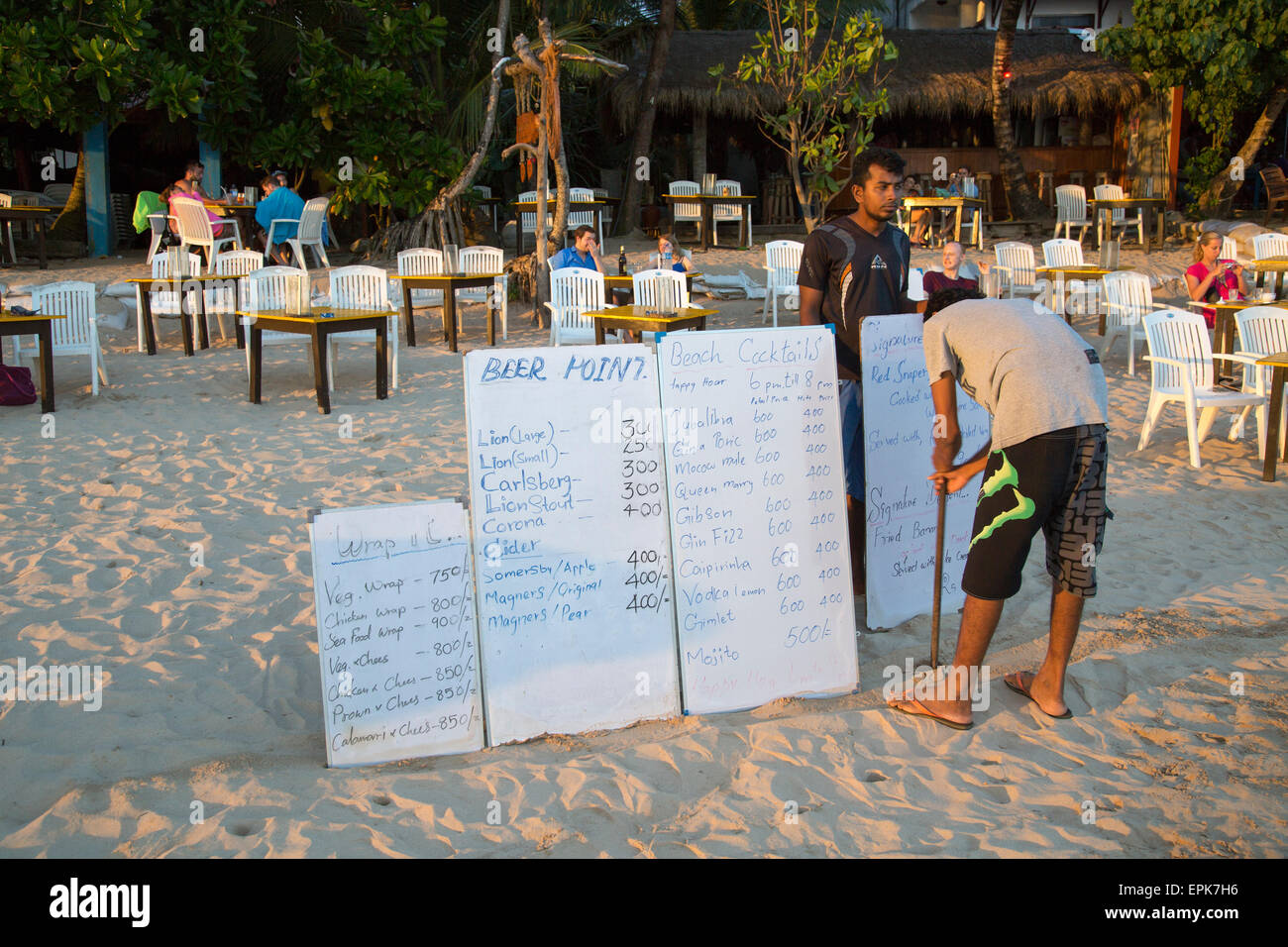 Menu boards for beach bar cafe restaurant, Mirissa, Sri Lanka, Asia ...