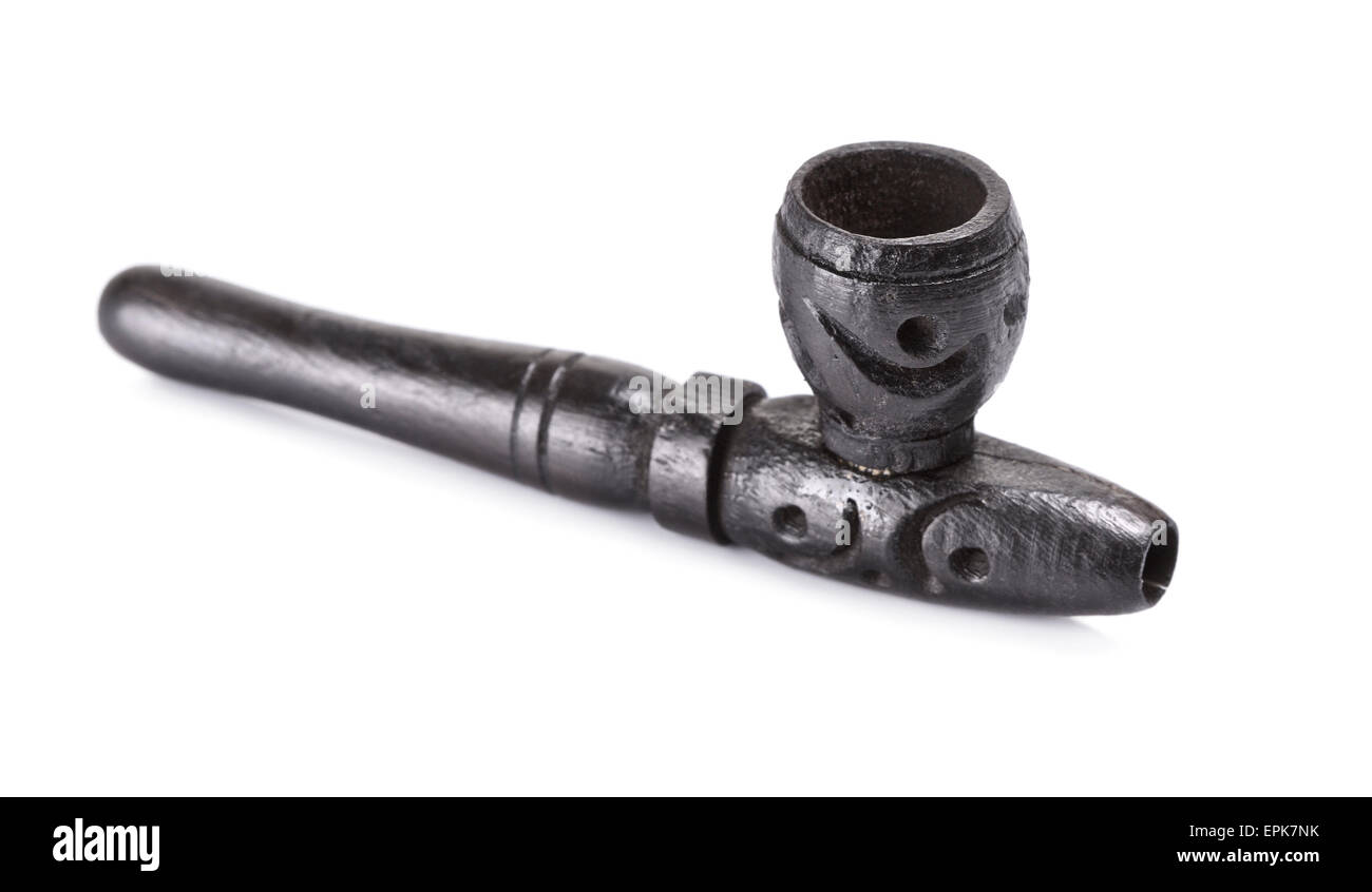 black wooden hashish pipe, isolated on white background Stock Photo - Alamy