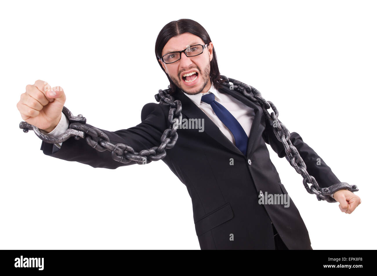 Man with chain isolated on the white Stock Photo - Alamy