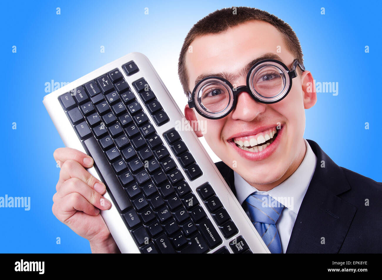 Computer geek nerd in funny concept Stock Photo - Alamy