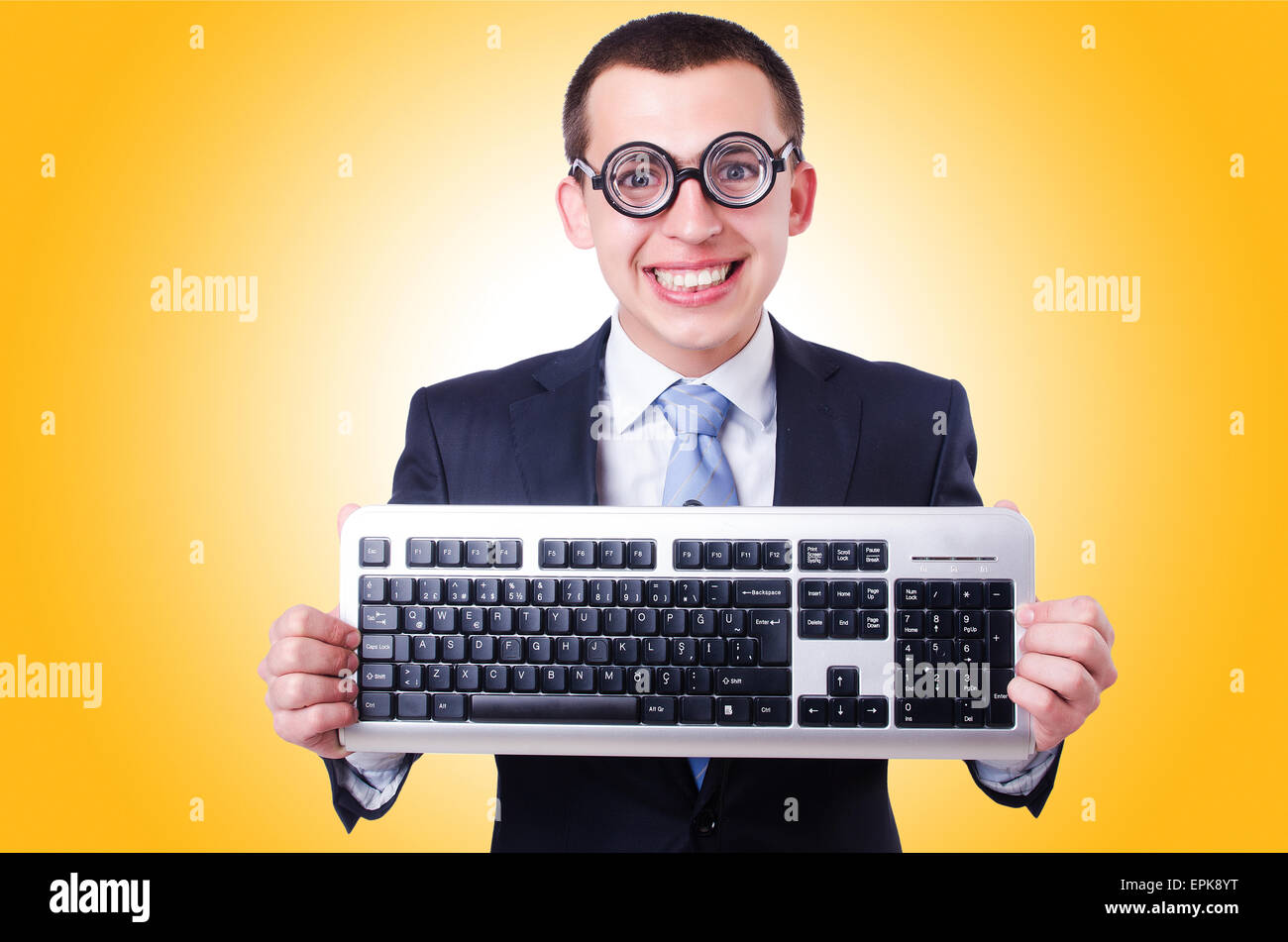 Computer geek nerd in funny concept Stock Photo - Alamy