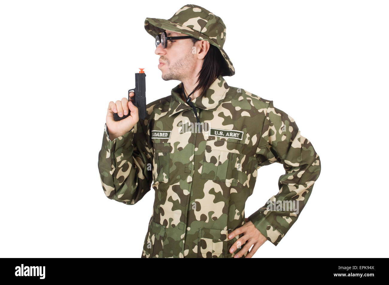Funny soldier in military concept Stock Photo - Alamy