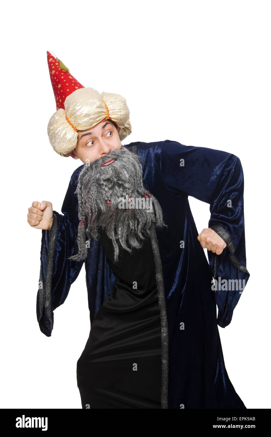 Funny wise wizard isolated on the white Stock Photo - Alamy