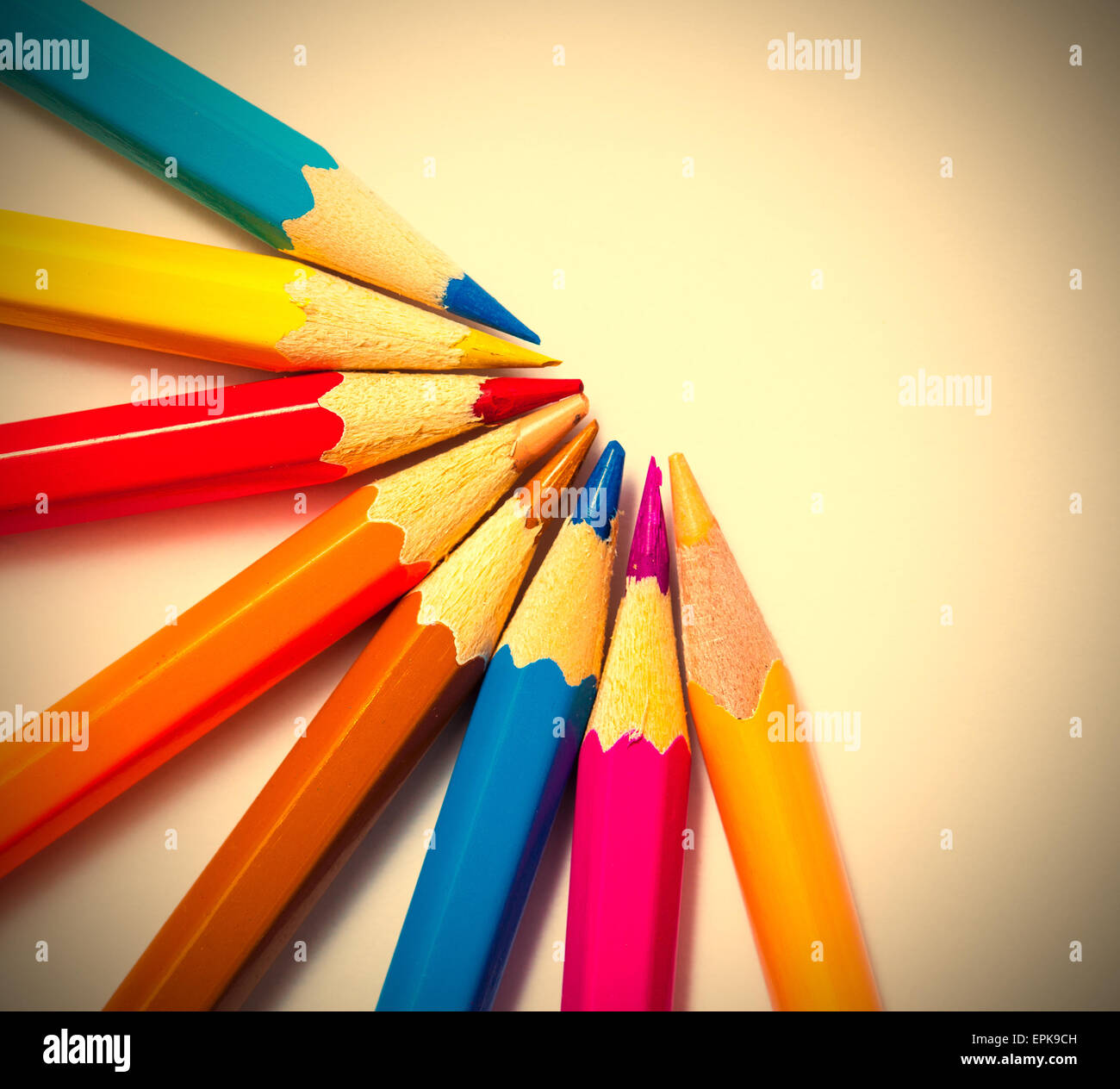 colored pencils on white background Stock Photo - Alamy