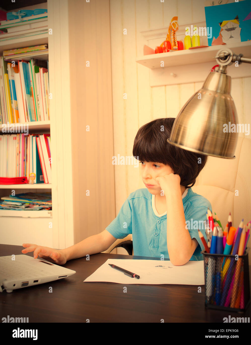 child doing homework Stock Photo - Alamy