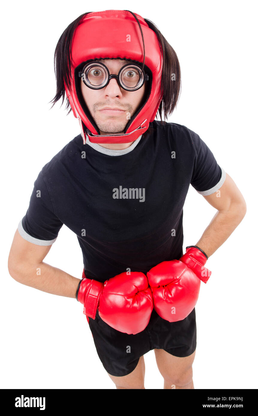 Funny boxer isolated on the white Stock Photo - Alamy