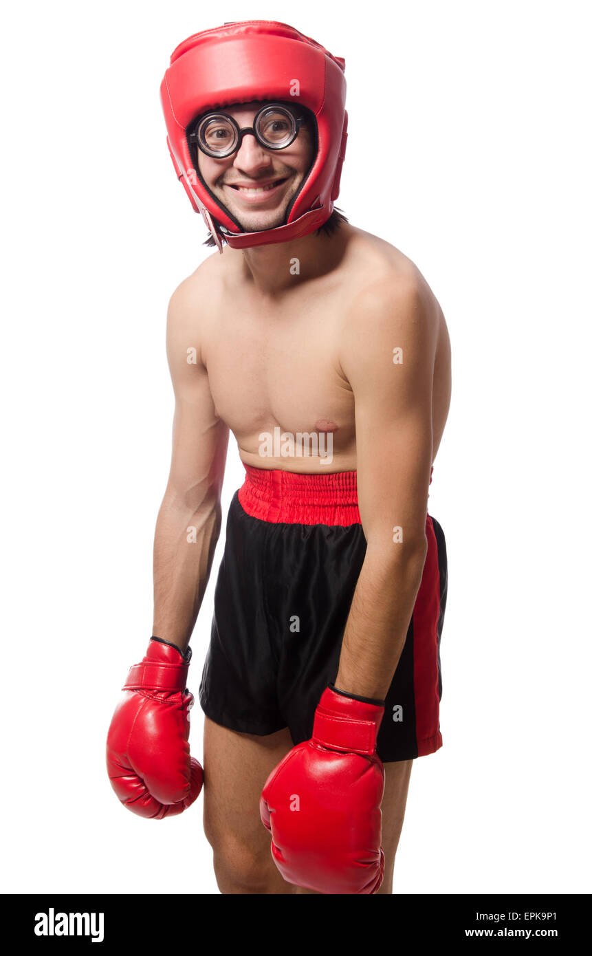 Funny boxer isolated on the white Stock Photo - Alamy