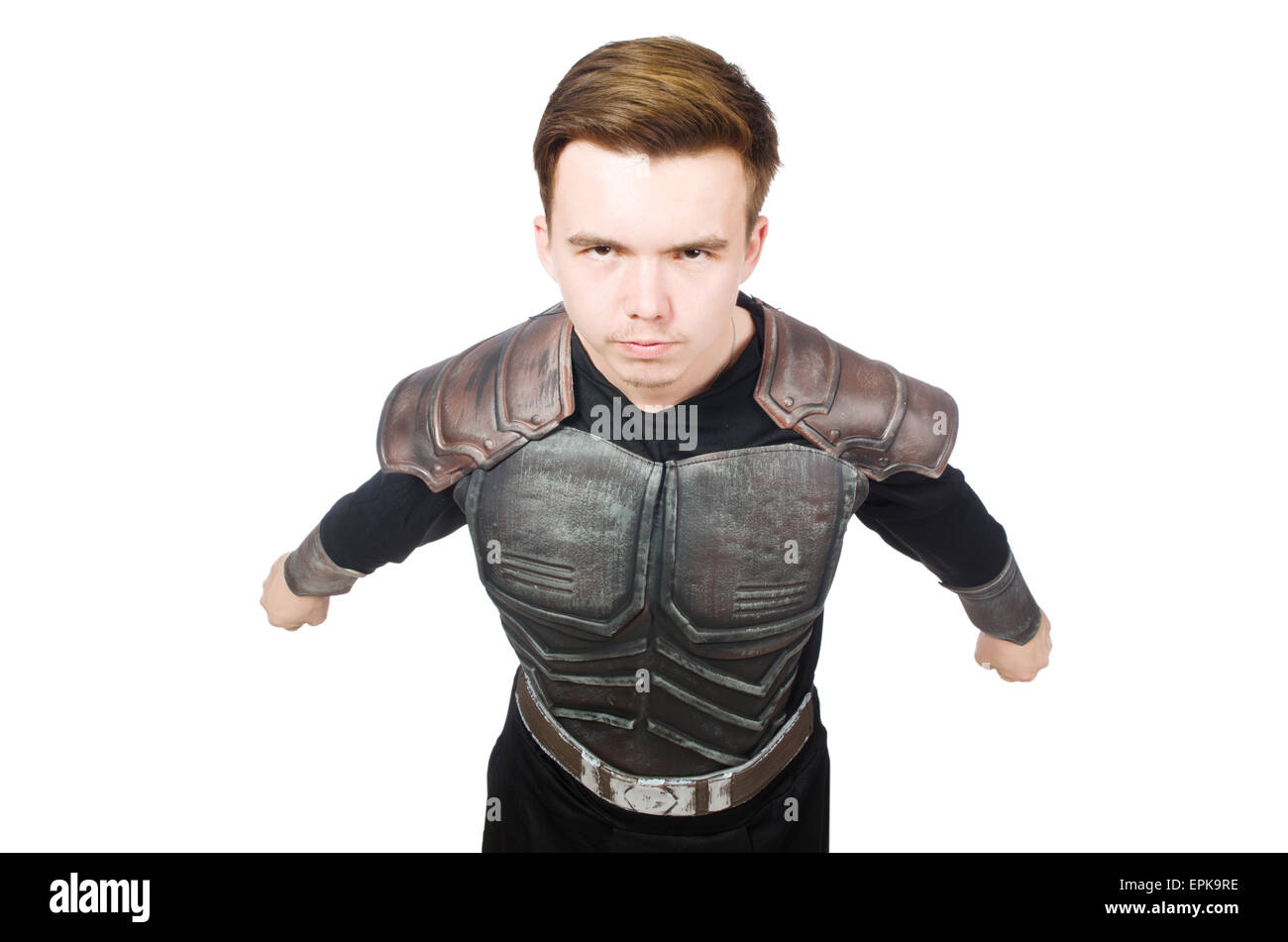 Funny warrior isolated on the white background Stock Photo - Alamy