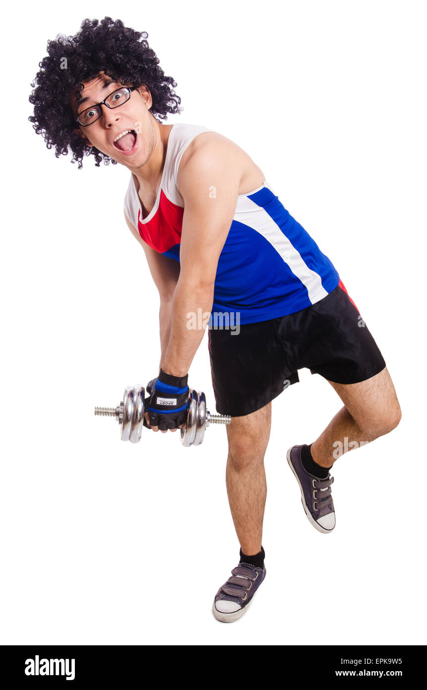 Comic athlete dumbbells young funny hi-res stock photography and images ...
