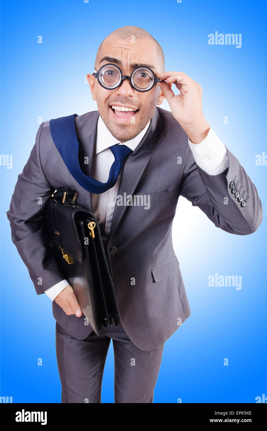 Funny nerd businessman on the white Stock Photo - Alamy