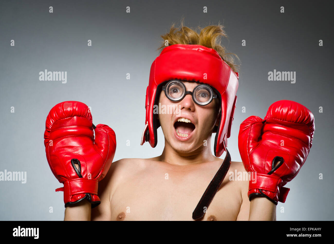 Funny boxer against dark background Stock Photo - Alamy