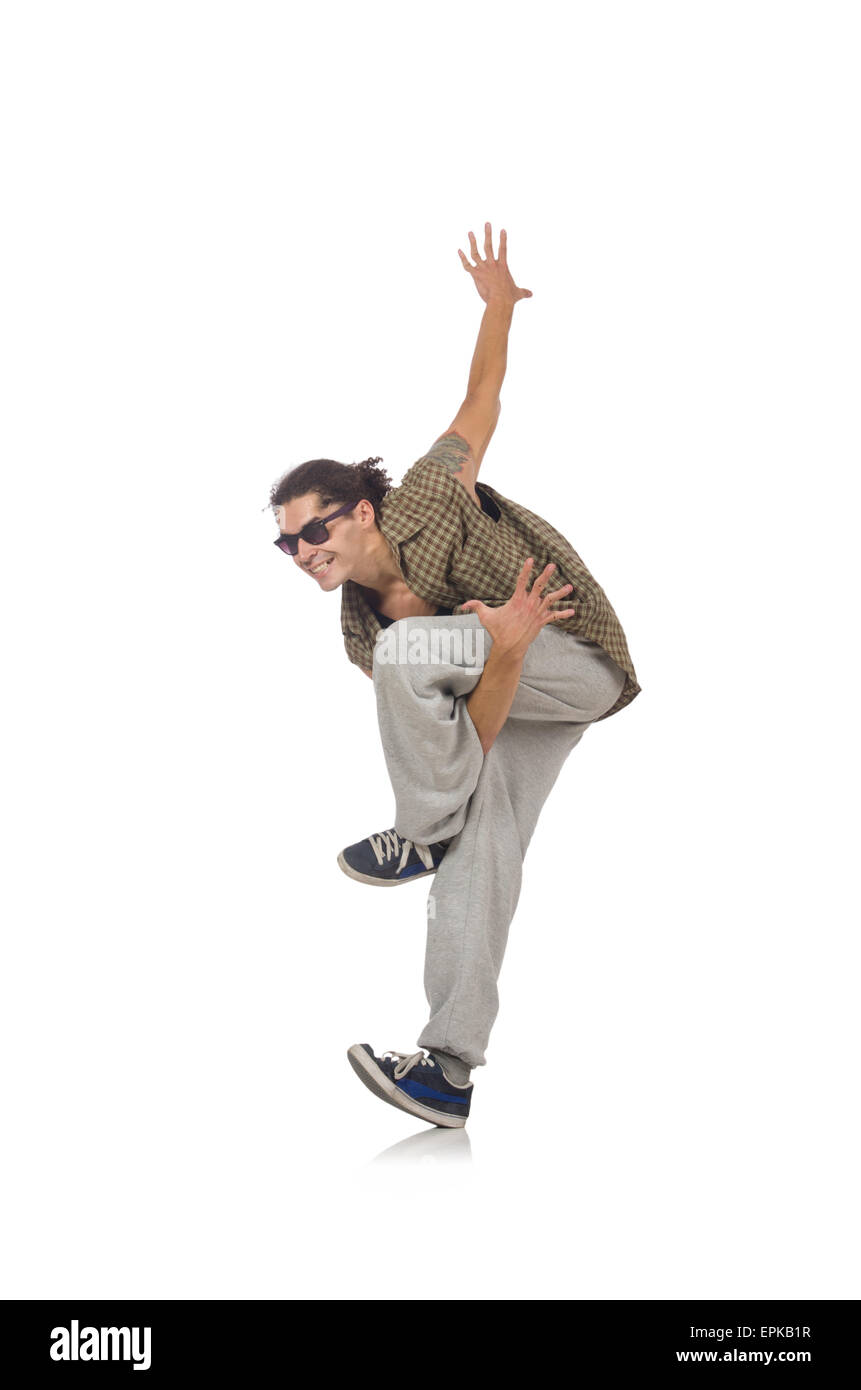 Man dancing isolated on the white Stock Photo - Alamy
