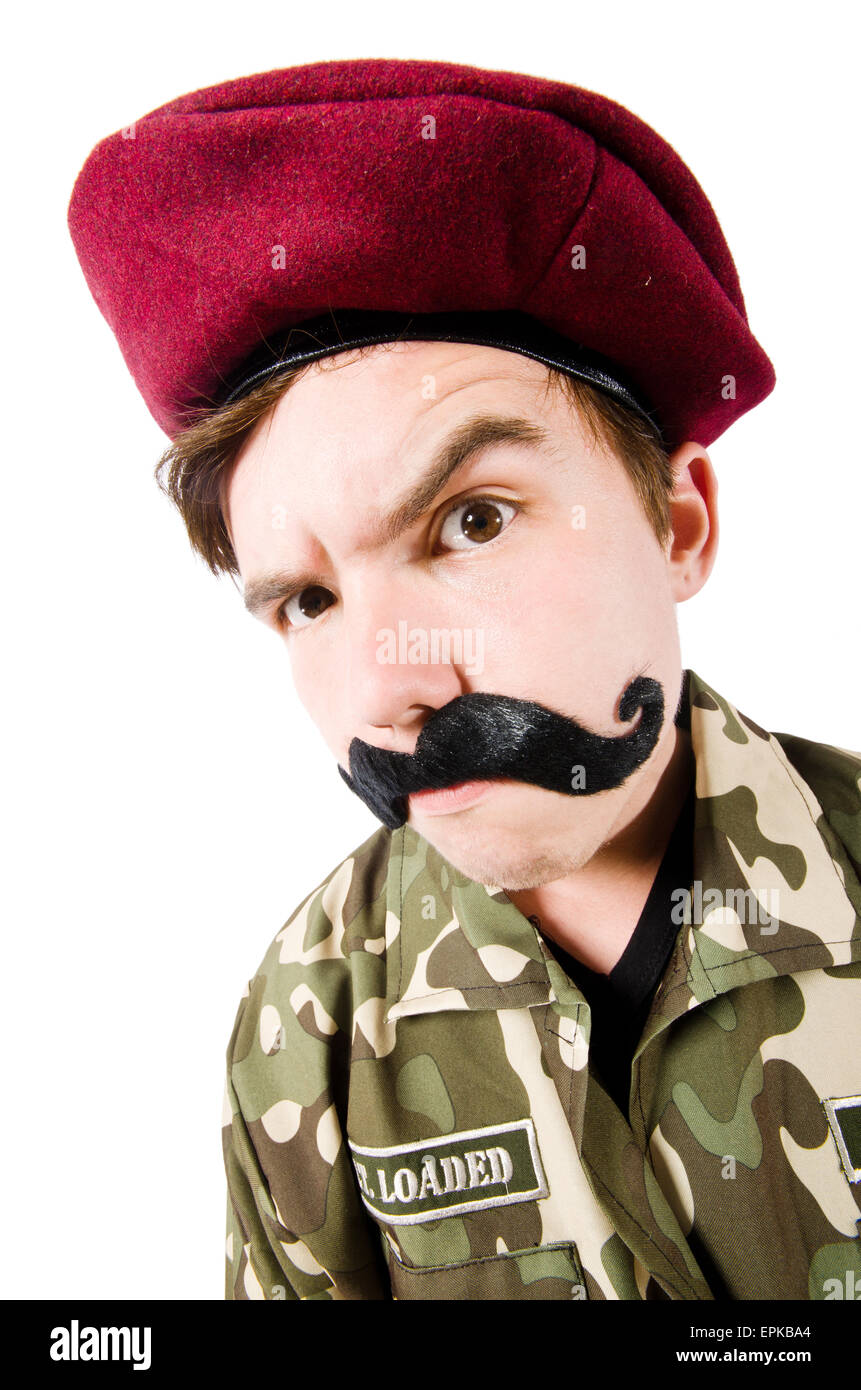 Funny soldier isolated on white Stock Photo - Alamy